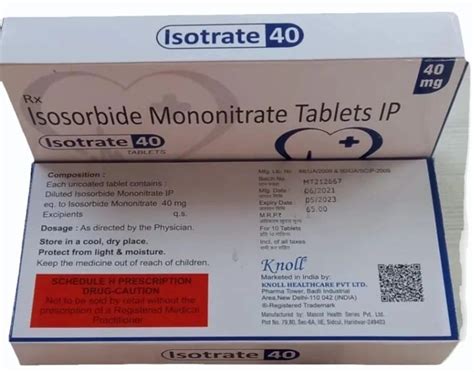 Isosorbide Mononitrate 40mg Tablets At ₹ 65 Stripe Angina In Surat