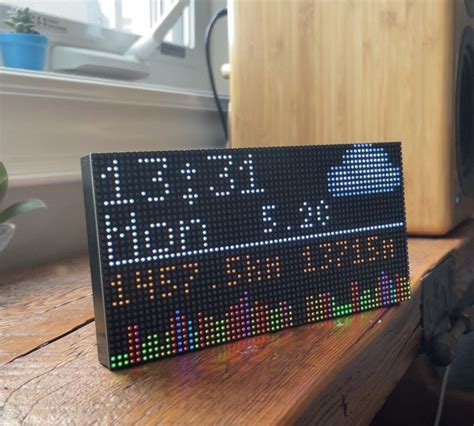 Working On A Smart Clock With A 64x33 Rgb Matrix Gives Time Weather