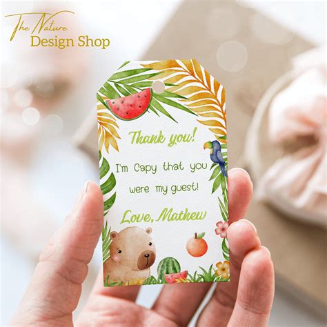 Editable Capybara Birthday Tag Capybara Favor Tags Capybara Thank You