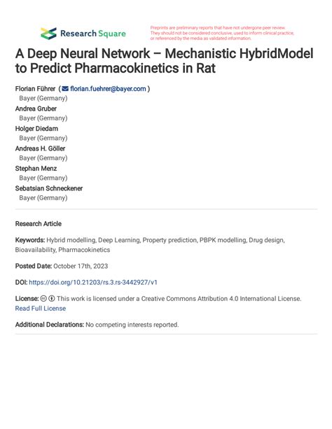 PDF A Deep Neural Network Mechanistic HybridModel To Predict