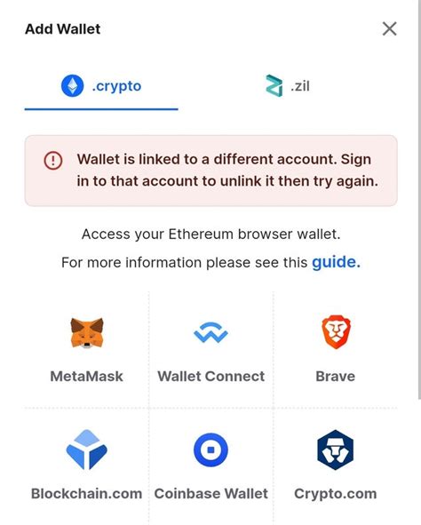 Not Able To Link Wallet Runstoppabledomains