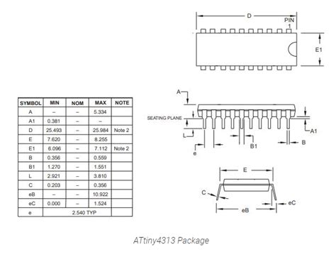Attiny4313 Microcontroller Pinout Datasheet Block Diagram