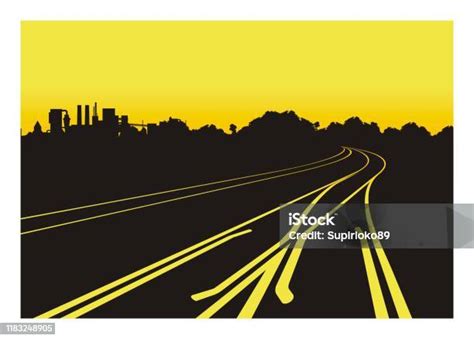 工業地帯と森林シルエットの背景を持つ透視図の鉄道支店線 列車のベクターアート素材や画像を多数ご用意 列車 線路 線路のポイント