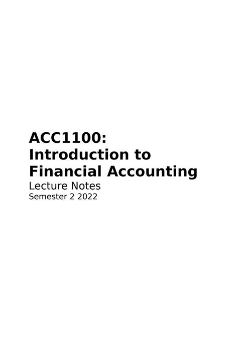 Introduction To Financial Accounting Notes Acc1100 Introduction To Financial Accounting