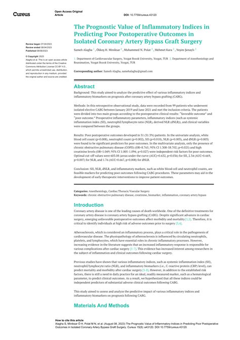 Pdf The Prognostic Value Of Inflammatory Indices Inpredicting Poor