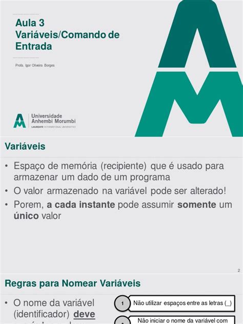 Ap Si Aula 3 Pdf Variável Ciência Da Computação Tipo De Dados