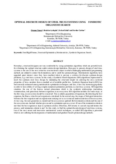 pdf optimal discrete design of steel truss systems using symbiotic