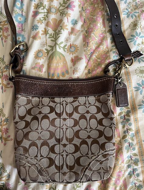 Vintage Coach Purse Crossbody Brown Classic Monogram Gem