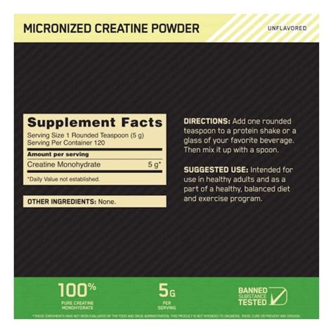 Optimum Nutrition Creatine Creapure Powder G Supplement And Vitamin Store In Guelph