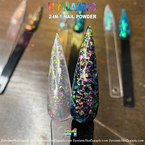 Iridescent And Shifting Color Random Shape Glitter Acrylic 2 In 1 Nail