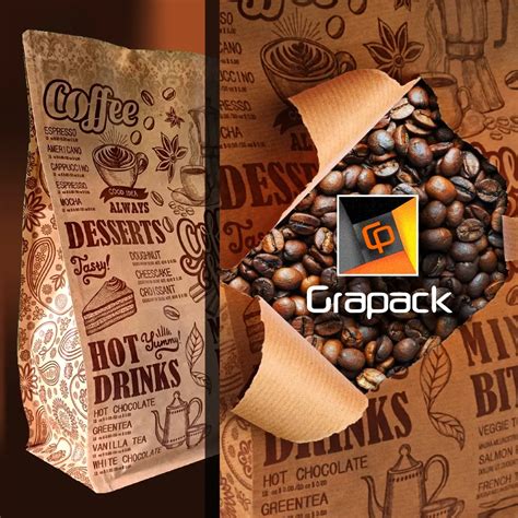 ‎طراحی بسته بندی پاکت قهوه شکلات آجیل بسته بندی قهوه‎ Grapack Ir