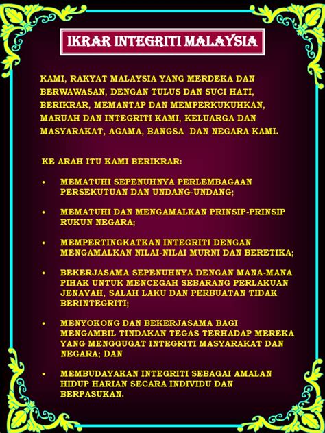 Teks Ikrar Integriti Malaysia Pdf