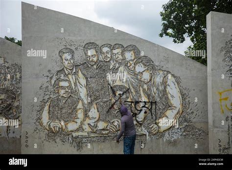 A Man Vandalises A Mural Of Sheikh Mujibur Rahman Father Of Sheikh