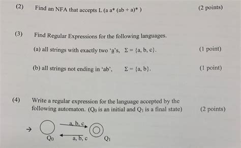 Solved 2 Find An Nfa That Accepts L A A Ab A 2