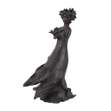 Decmode Dark Gray Resin Woman Sculpture Unique Home Decor