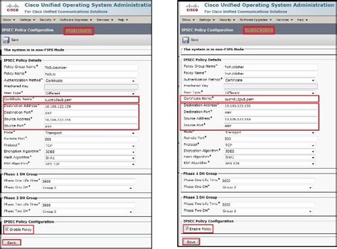 Configure The Cucm For Ipsec Connection Between Nodes Cisco