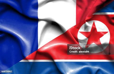 북한과 프랑스의 국기흔들기 경쟁에 대한 스톡 벡터 아트 및 기타 이미지 경쟁 경제 금융 Istock