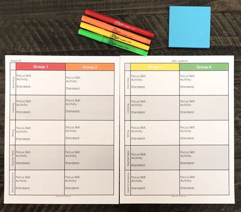 Organize Your Small Groups And Literacy Centers With Our Editable Planning Template Spot For