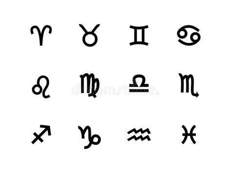Zodiac Sign Set Vector Icons Isolated On White Background Stock Vector