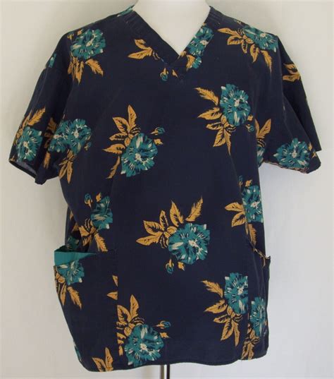 Nurse Scrub Dickies Turquoise Flowers Size 3x Pullove Gem