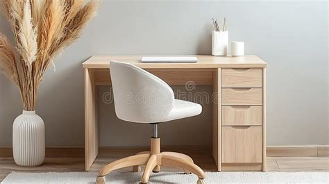 Modern Home Office Desk And Chair Setup Minimalism Stock Illustration Illustration Of Design