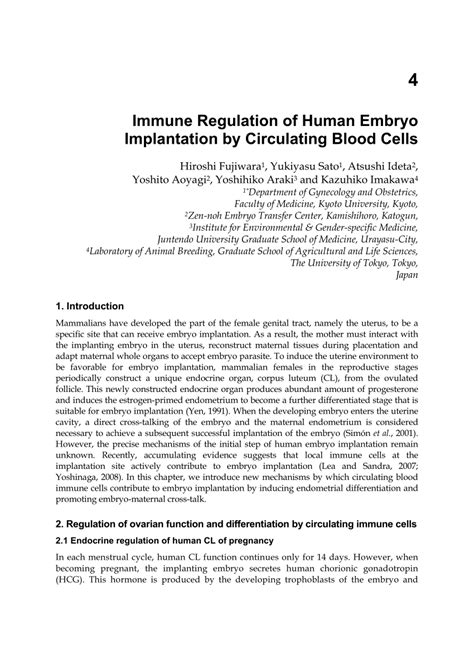 Pdf Immune Regulation Of Human Embryo Implantation By Circulating