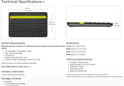 Logitech Bluetooth Multi Device Keyboard K480