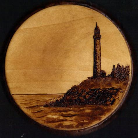 Lighthouse Pyrography Wood Burning Art Pyrography Art