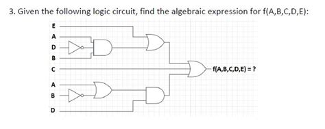 solved given the following logic circuit find the algebraic
