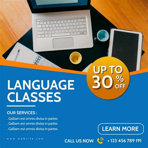 Language Classes Instagram Post Advertisement Template Postermywall