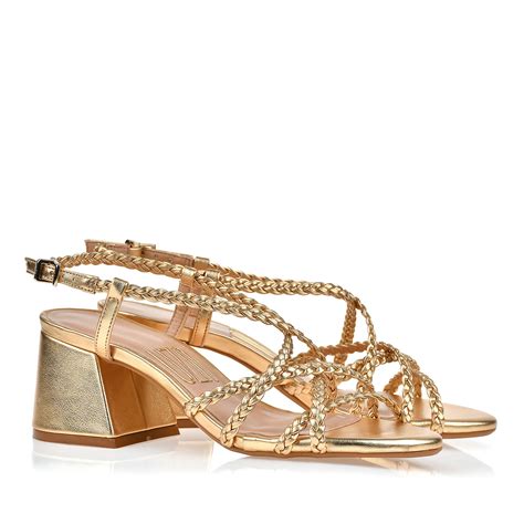 UZA Shoes Sandália Salto Médio Soft Ouro Coleção Primavera verão 2024