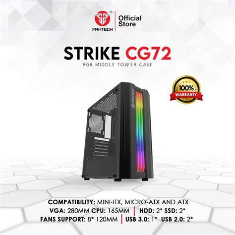 Fantech Strike Cg72 Rgb Middle Tower Gaming Case Atx Mini Itx Micro Itx Desktop Case Or Pc Case