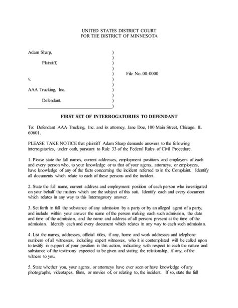 Response To Form Interrogatories Template