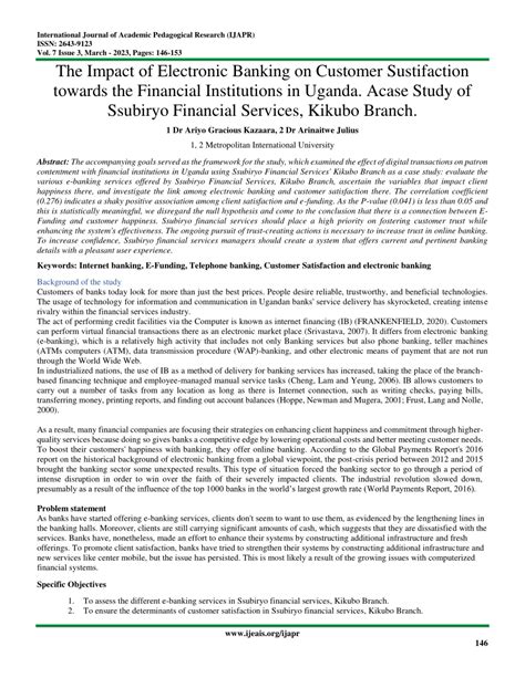 Pdf The Impact Of Electronic Banking On Customer Sustifaction Towards