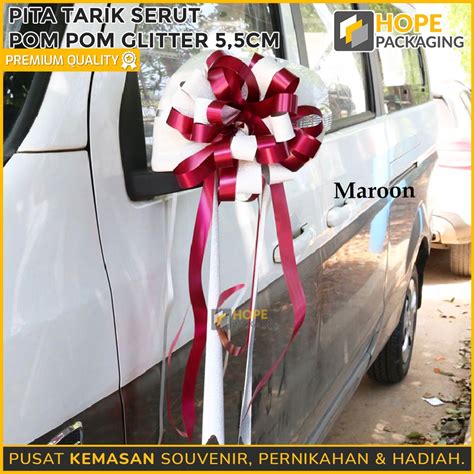 Jual Pita Tarik Serut Pompom Glitter 5 5 Cm Pita Hampers Parcel