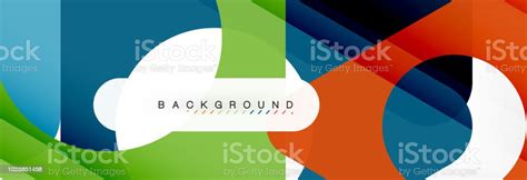 기하학적 배경 원형 및 삼각형 모양 배너입니다 브로슈어 또는 전단지 프레 젠 테이 션 및 웹 디자인 레이아웃에 대 한 그림 0명에 대한 스톡 벡터 아트 및 기타 이미지