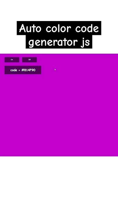 Color Code Generator Javascript Webdevelopment Youtubeshorts Youtube