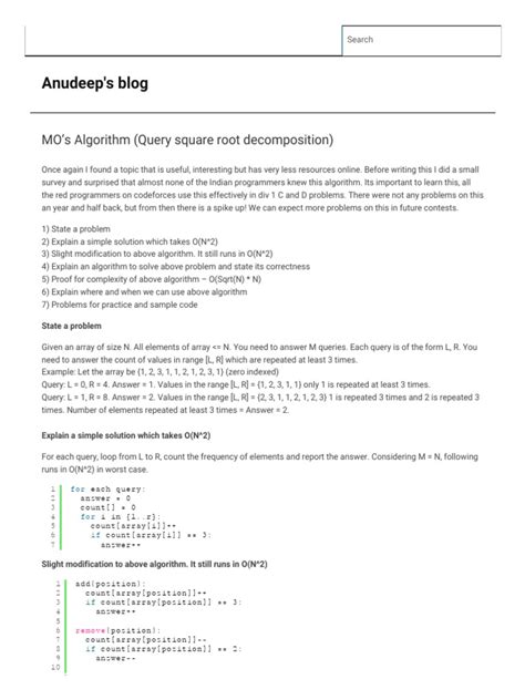Mos Algorithm Pdf Algorithms Array Data Structure