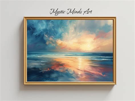 Printable Abstract Ocean Sunset Beach Art Abstract Oil Painting Of A