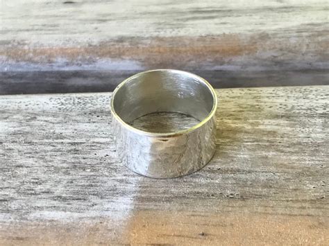 Hammered Sterling Silver Thumb Ring Boho Silver Ring 935 Etsy