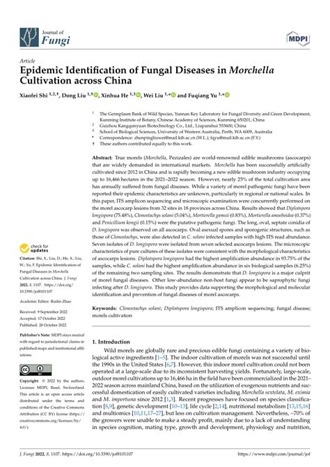 Pdf Epidemic Analysis Of Morchella Fungal Diseases And Identification Of Main Pathogens