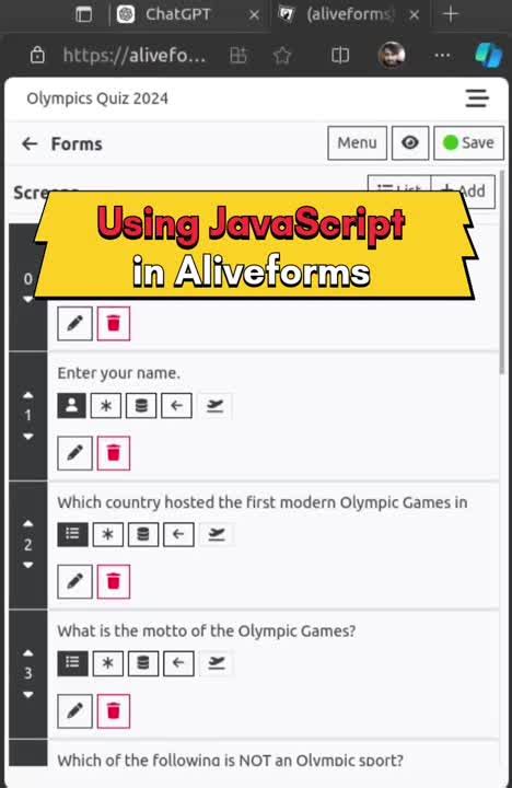 Aliveforms On Linkedin Chatgpt Aliveforms Javascript Power Form Api Web Quiz Game