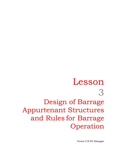 Solution Design Of Barrage Appurtenant Structures And Rules For