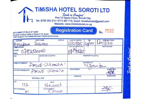 Fawe Accomodation Registration Form For Ms Rebecca Pdf