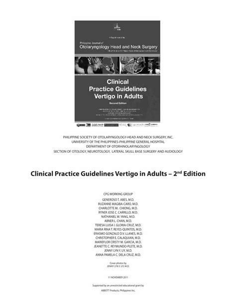 Pdf Clinical Practice Guidelines Vertigo In Adults 2nd Edition Dokumen Tips
