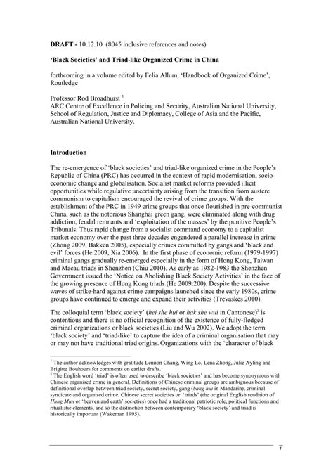 Pdf Black Societies And Triad Like Organised Crime In China