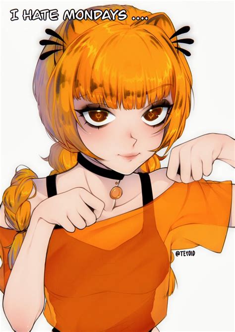 Teyoid Garfield Character Garfield 1girl Animal Ears Black