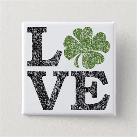 St Patricks Day Love With Shamrock Pinback Button Zazzle