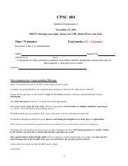 CPSC Midterm W Key Pdf CPSC Midterm Examination November PRINT And Sign