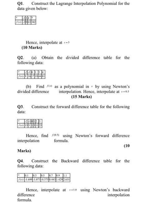 Solved Q1 Construct The Lagrange Interpolation Polynomial